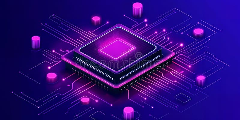 A glowing CPU chip stock illustration. Illustration of engineering ...