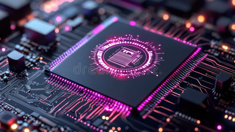 Glowing CPU Chip Technology Background Stock Illustration - Illustration of computer, circuit ...