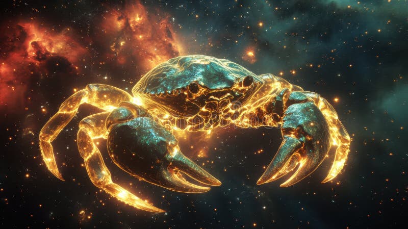 Glowing Crab Nebula Creature with Cosmic Starry Background in Space ...