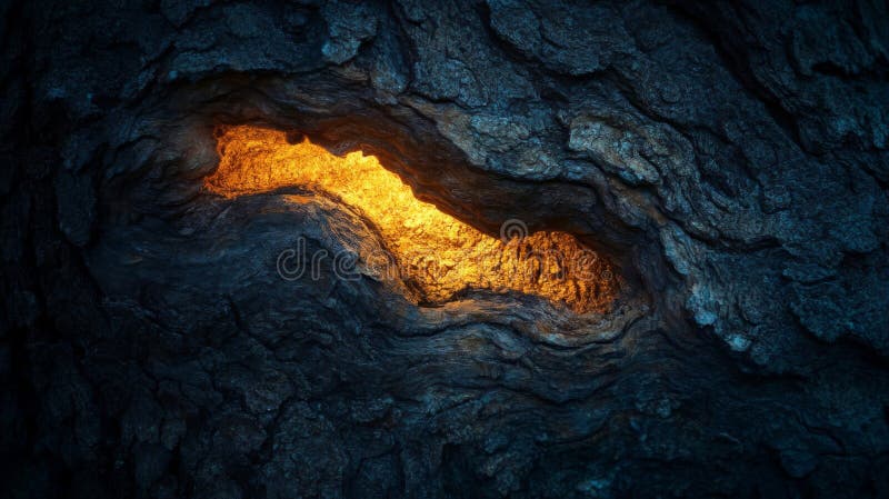 Glowing Crack in Dark Rock Texture Stock Illustration - Illustration of ...