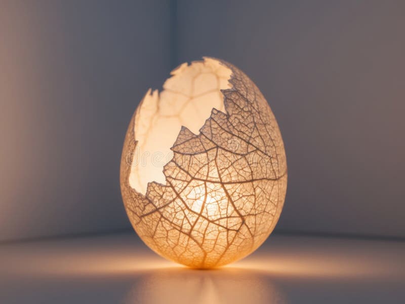 Glowing Cracked Egg Sculpture with Internal Light Source. Stock Photo - Image of sculpture ...