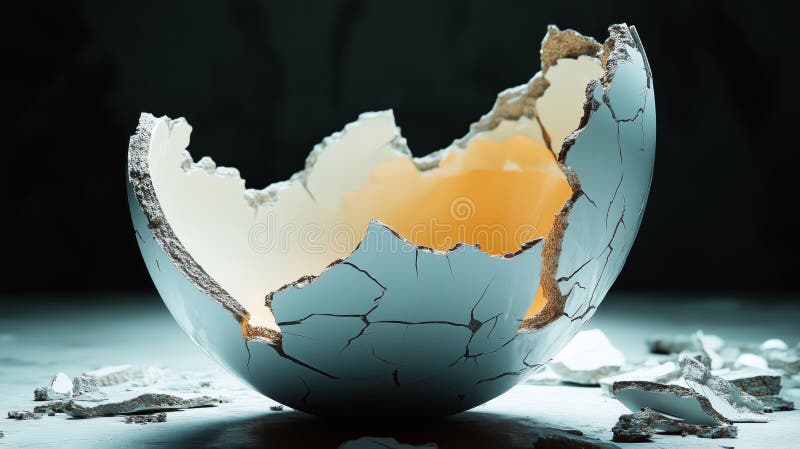 Glowing Cracked Egg Shell Revealing Warm Light Inside Stock ...