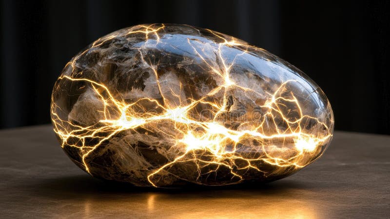 Glowing Cracked Stone on a Table. Stock Illustration - Illustration of ...