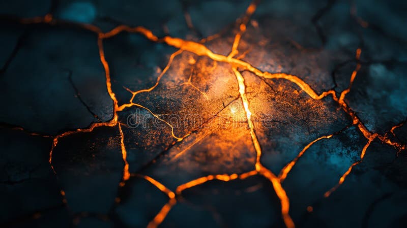 Glowing Cracks in Dark Earth Intense Heat Texture Stock Illustration ...