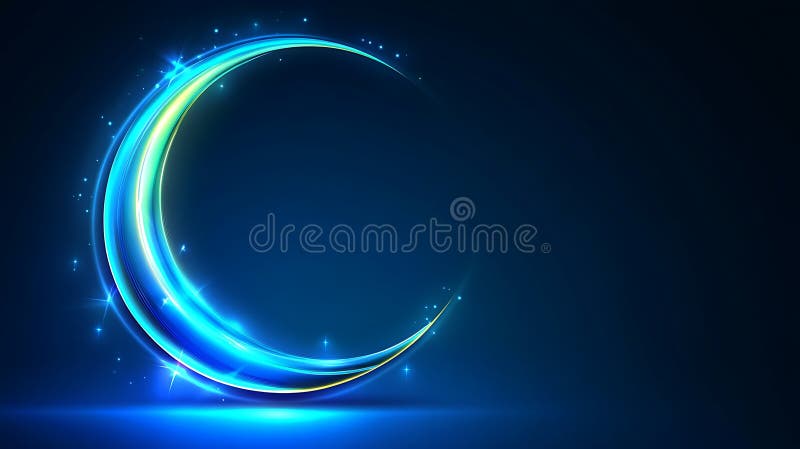 Glowing Crescent Moon Abstract Design Art Stock Image - Image of teal ...