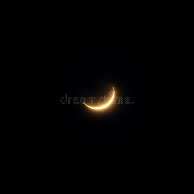 A Glowing Crescent Moon Surrounded by Faint Cosmic Light Stock ...