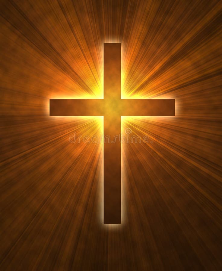 Golden Cross on Fire with Dove Near Stock Vector - Illustration of ...