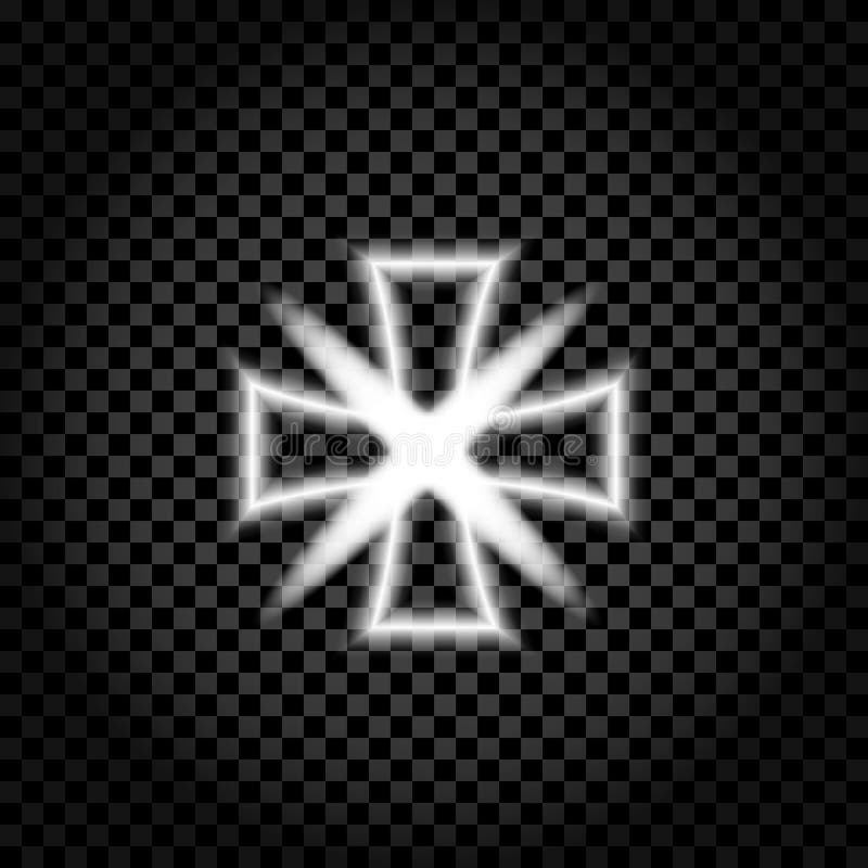Glowing Cross Icon. Bright Light Symbol. Black Checker Background ...