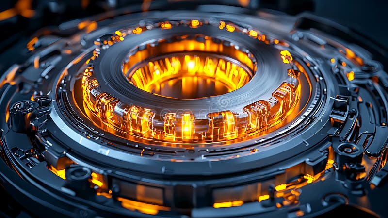 Glowing Cross Section of Ceramic Engine Component Stock Illustration ...