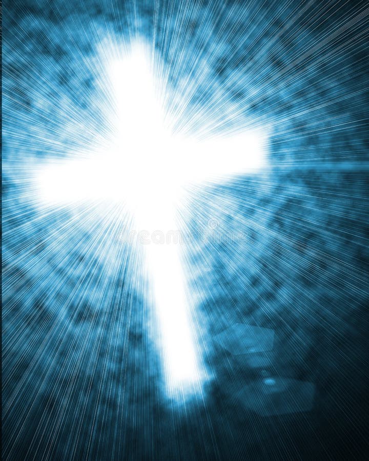 Glowing cross in sky stock illustration. Illustration of christian ...