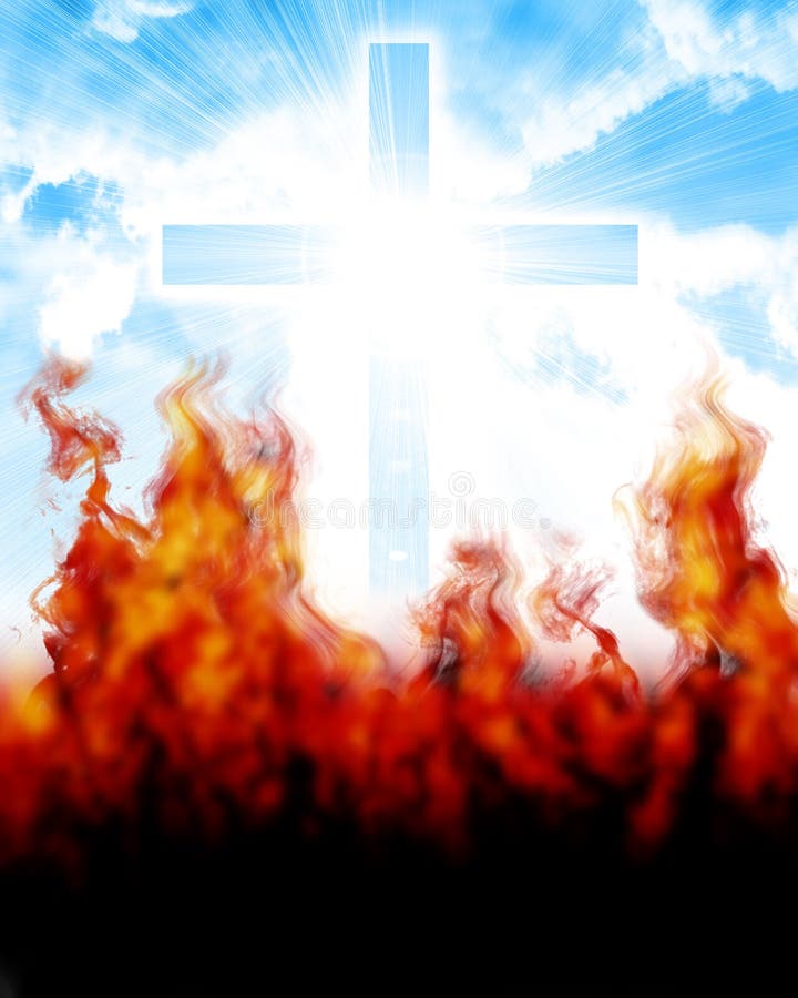 Burning Cross of fire stock illustration. Illustration of burning ...
