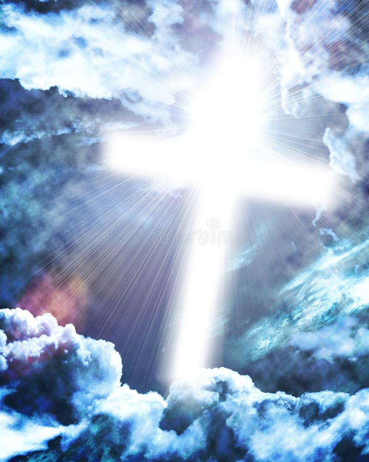 Glowing cross in sky stock image. Image of illuminated - 23966883