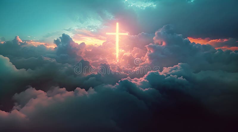 Glowing Cross in the Sky with Clouds Stock Video - Video of ...