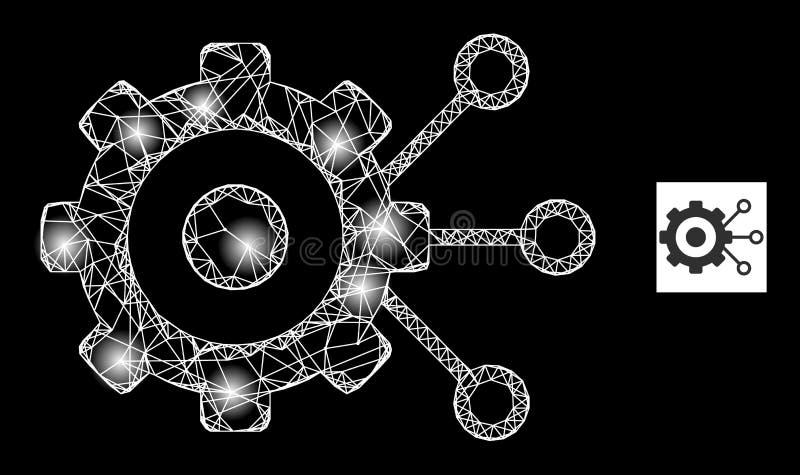 Bright Net Gear Connections Mesh Icon with Light Spots Stock Vector ...