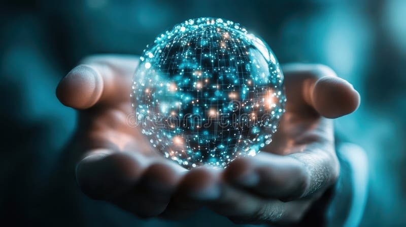 Glowing Crystal Ball Held in Hands, a Vision into the Future of Magic ...