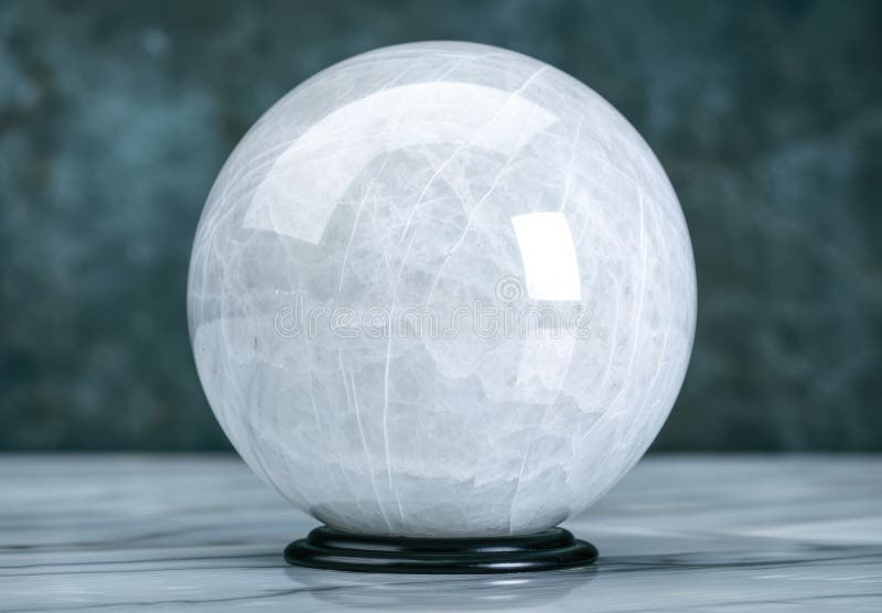 Glowing Crystal Ball on Reflective Surface Stock Illustration ...