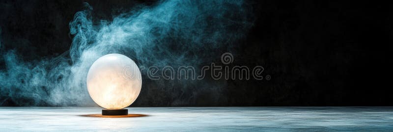 Glowing Crystal Ball Surrounded by Swirling Mist on Solid Black ...