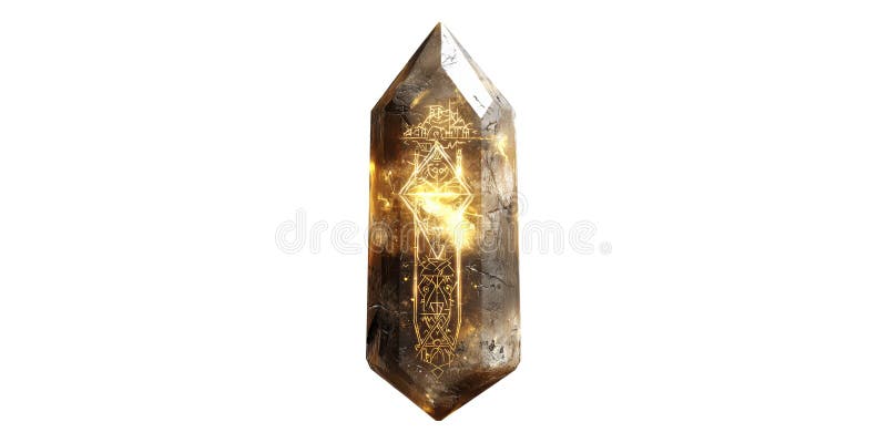 Glowing Crystal with Mystical Symbols Isolated on Transparent ...