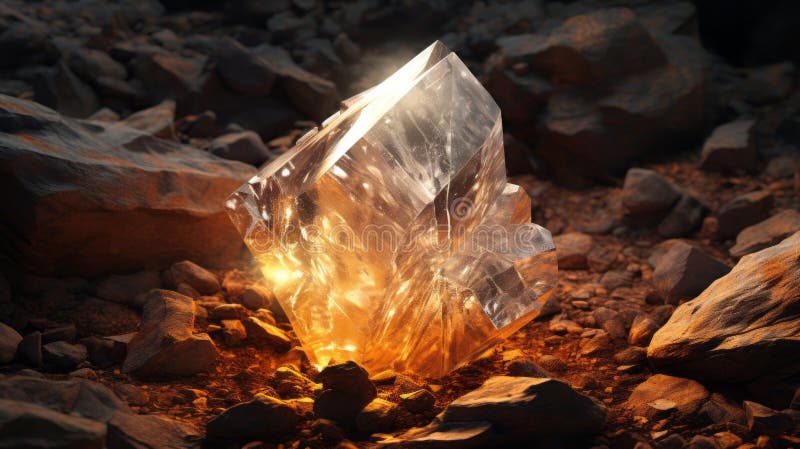 Glowing Crystal on Rocky Terrain: Realistic Hyper-detailed Rendering ...