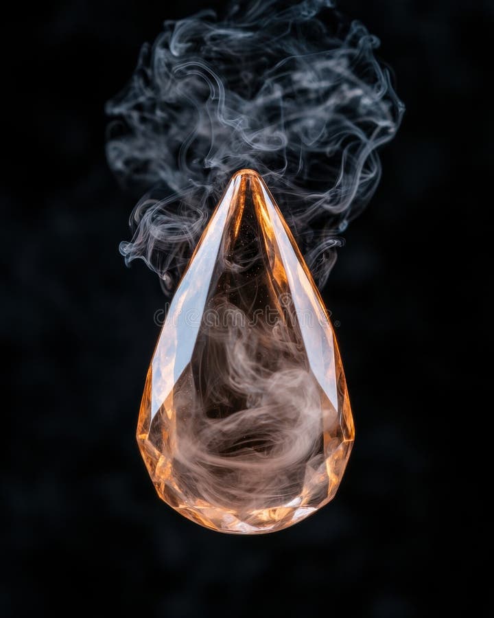 Glowing crystal with smoke stock illustration. Illustration of ...