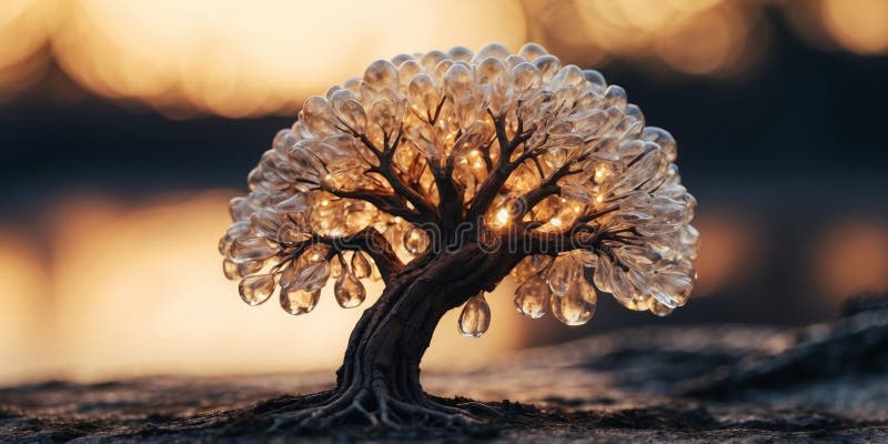 A Glowing Crystal Tree with Roots that Extend Deep into the Earth ...