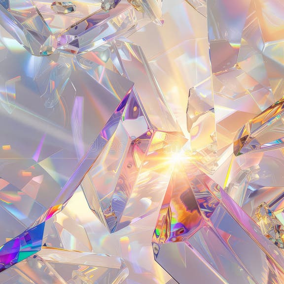 Glowing Crystals Cast a Prismatic Light Show Stock Illustration ...