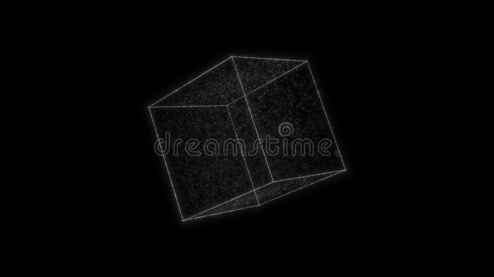 Glowing Cube HUD Element. Container with Particles Stock Illustration ...