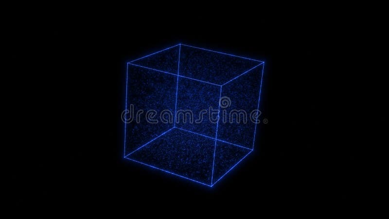 Glowing Cube HUD Element. Container with Particles Stock Illustration ...