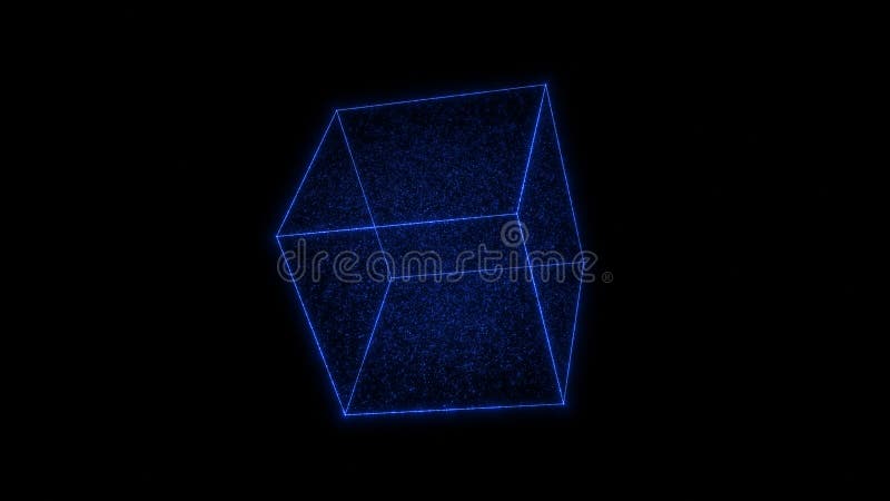 Glowing Cube HUD Element. Container with Particles Stock Illustration ...