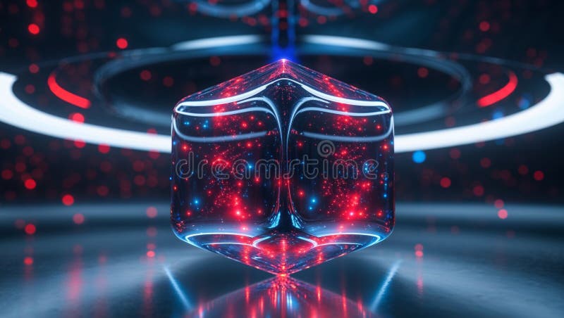 Glowing Cube Illuminated Red Blue Colored Lights Stock Photos - Free ...
