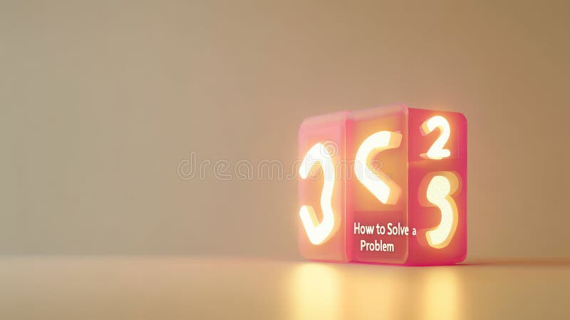 Glowing Cube with Numbers and Problem-solving Text Stock Illustration ...