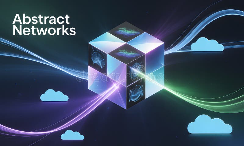 Abstract Network Cube stock illustration. Illustration of abstract ...