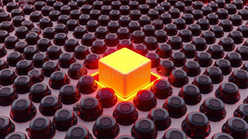 Glowing Cube Stands Out among Identical Dark Cylinders. a Unique ...
