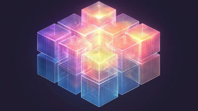 Glowing Cube Structure Abstract Digital Art Stock Illustration ...