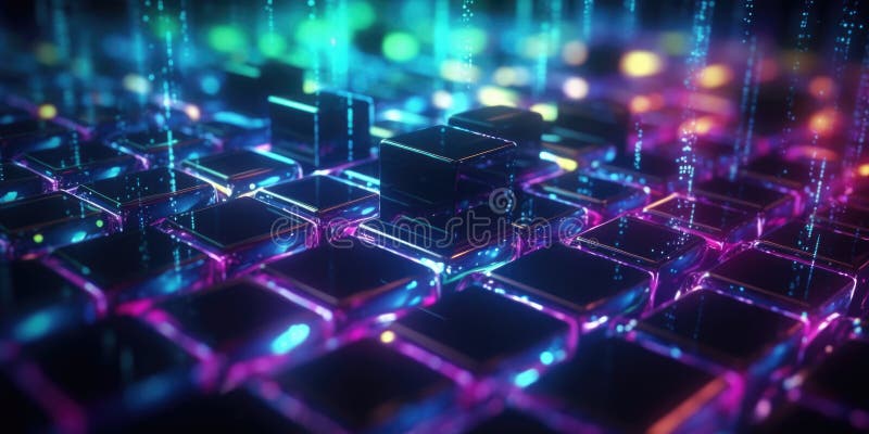 Glowing Cubes on Computer Keyboard Stock Illustration - Illustration of ...
