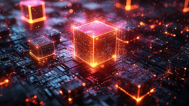 Glowing Cubes in Digital Landscape, Representing Cloud Security ...