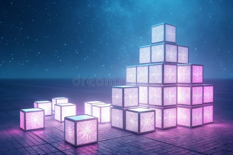 Glowing Cubes. Innovation and Creativity Concept, 3d Rendering ...