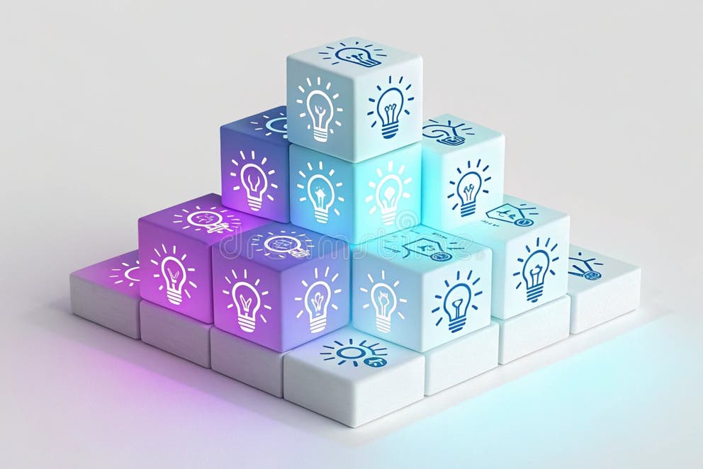 Glowing Cubes. Innovation and Creativity Concept, 3d Rendering ...