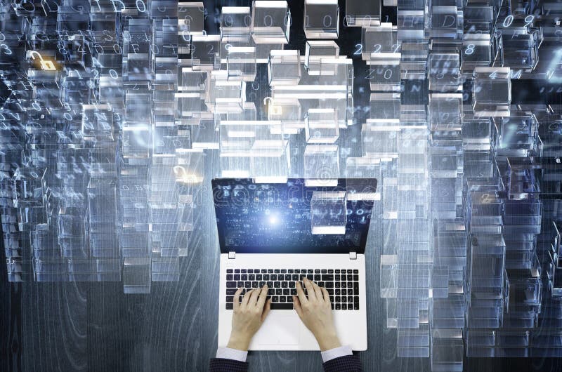 Fast Internet Concept with a Businessman with Laptop Over a Rocket ...