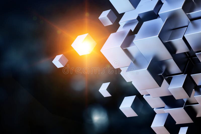 Glowing Cubes. Innovation and Creativity Concept Stock Illustration ...