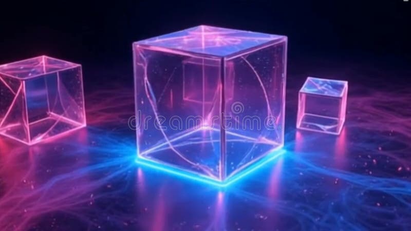A Glowing Cubes with Lighting Effects Stock Footage - Video of neon ...