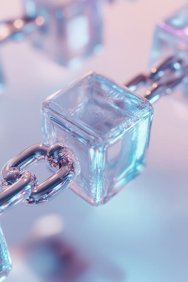 Glowing Cubes Linked by Shiny Metallic Chains Create a Captivating ...