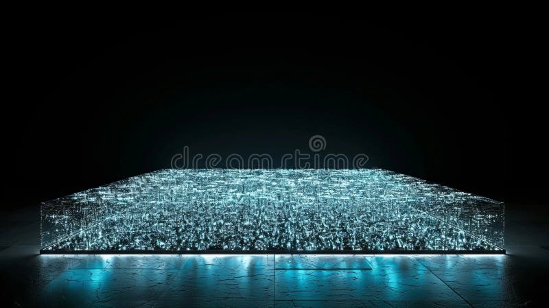 Glowing Cubic Structure with Futuristic Light Display on Dark ...