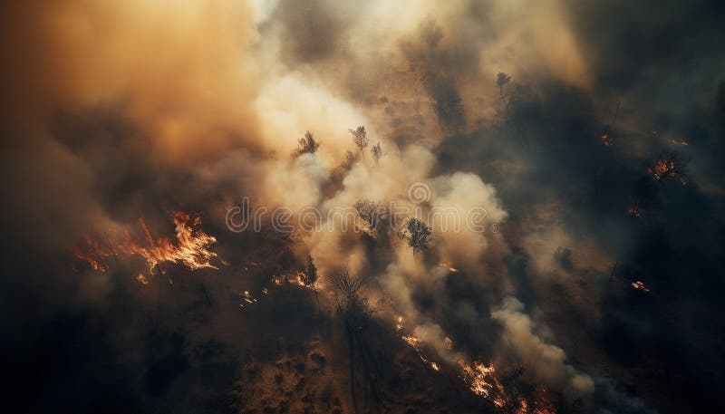 Glowing Cumulus Cloud on Fire at Dusk Generative AI Stock Illustration ...