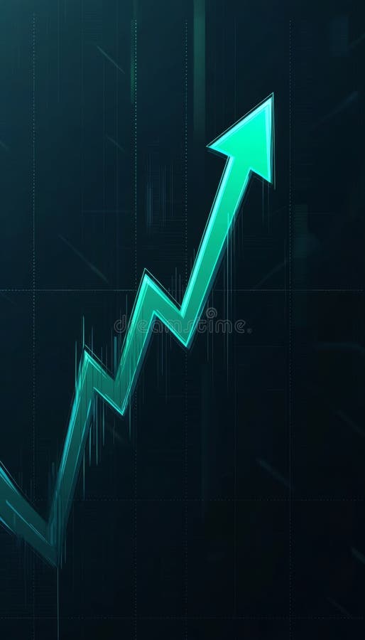 Glowing Cyan Line Chart on Dark Blue Background, Minimalist Vector ...