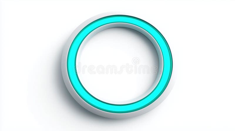 Glowing Cyan Neon Ring. Abstract Modern Digital Tech UI Element with ...