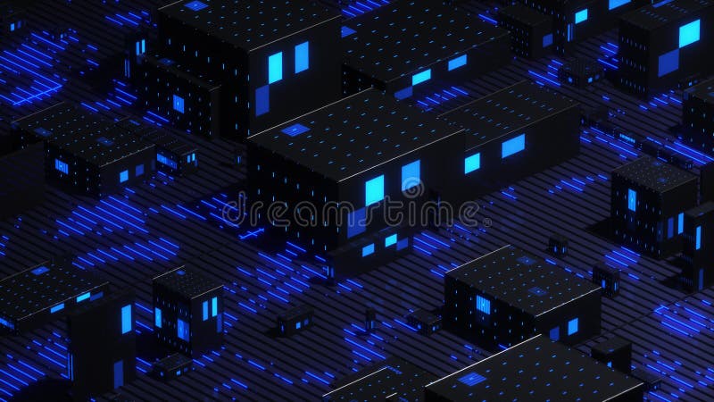 Glowing Cyber Circuit Grid Tech Loop Animation Stock Footage - Video of ...