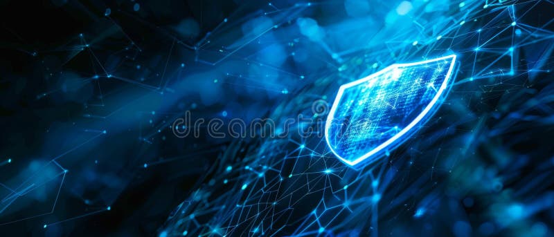 Glowing Cyber Security Shield Blue Abstract Digital Hacking Safeguard ...