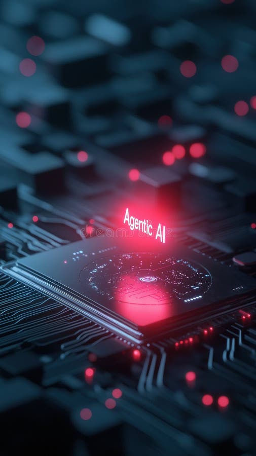 Glowing Cybernetic AI Core with Red Accents and Intricate Circuitry ...