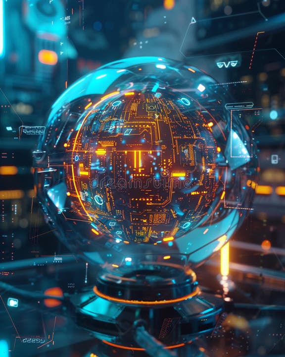 A Glowing Cybernetic Orb Interface Showcasing the Zenith of Artificial ...